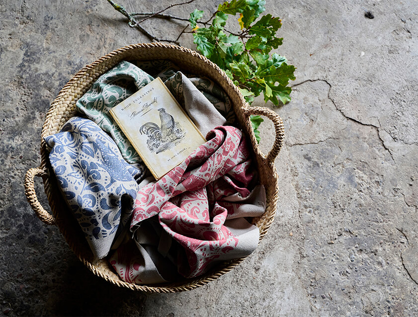 V&A Drawn From Nature - Bird and Rabbit | Gold | Fabric | 100% Linen ...