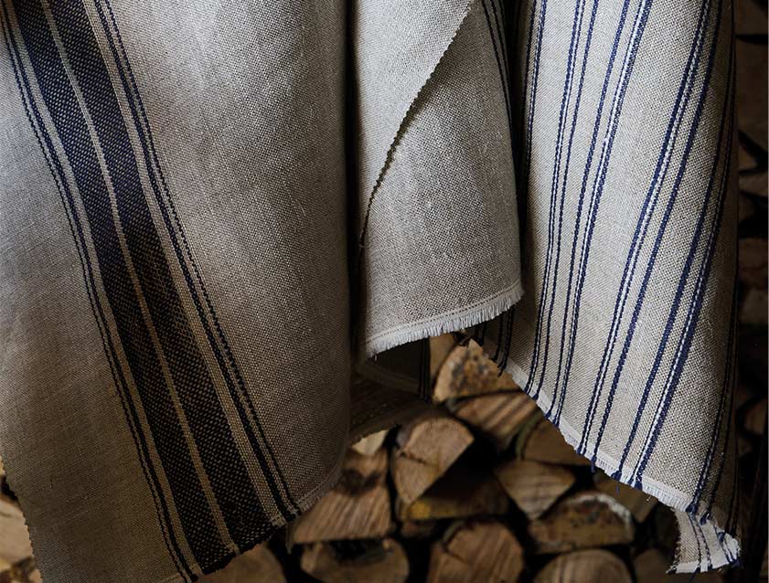 Baldersby Woven Linen Stripe | Blue Fabric | 100% Linen | S&S ...