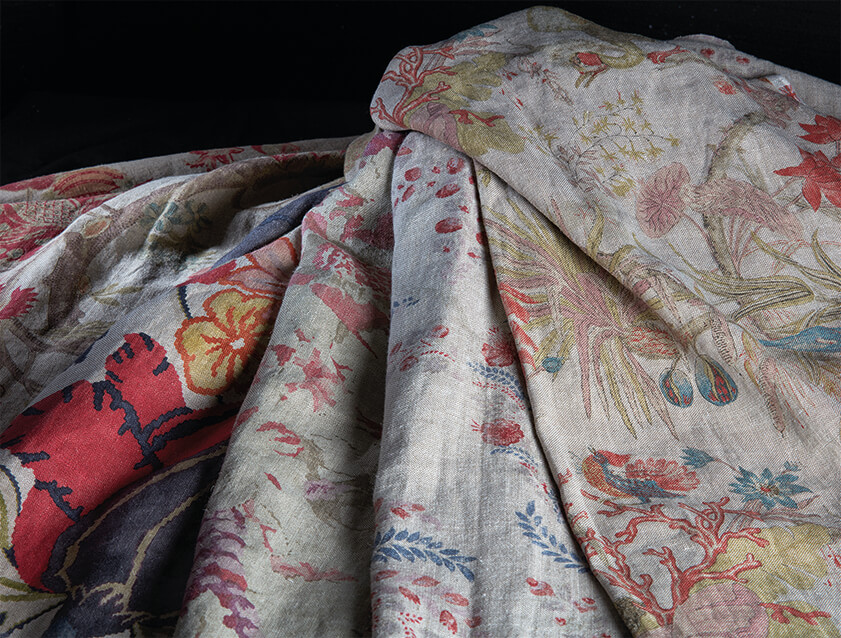 Floral Linen | Lily Pad Vermillion | 100% Linen | Exclusives | Sofas ...