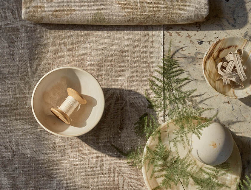 RHS Botanicals - Palm Leaf | Indigo | Linen Blend | S&S Exclusives ...