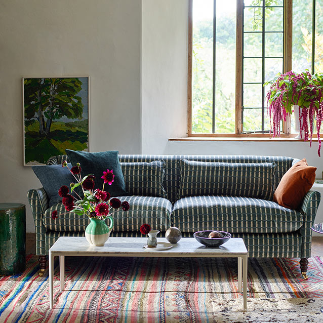 V&A Threads of India Opulent Velvets - Ikat Mirage | Sapphire | Fabric ...